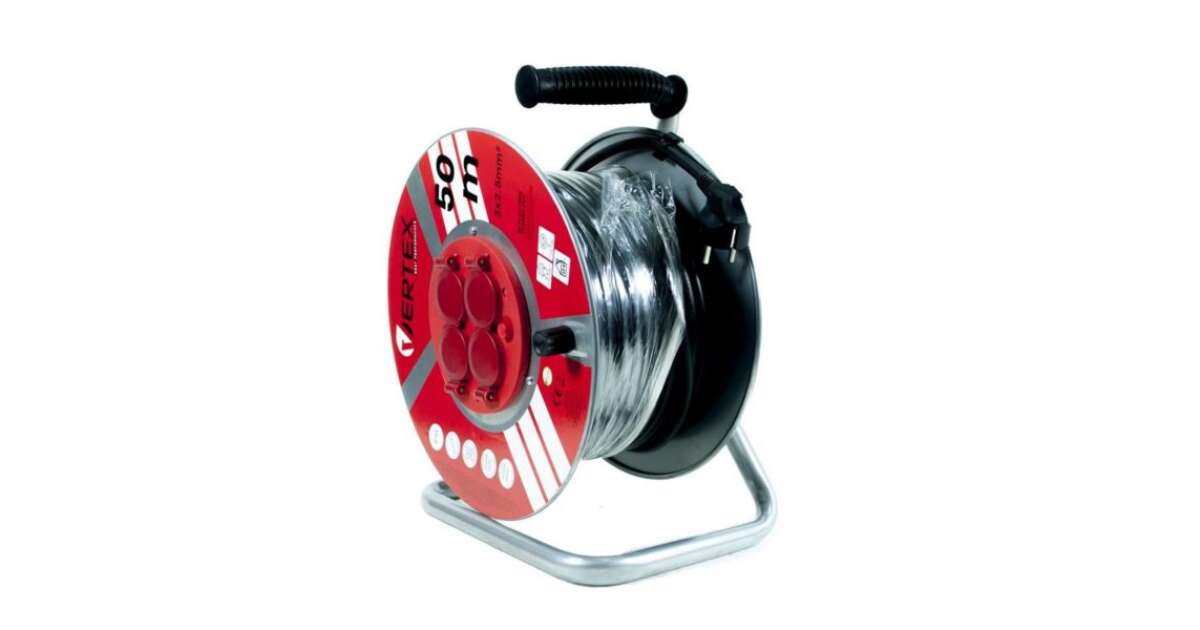 Vertex Kábeldob - 50m - 4 Aljzat - IP44 | Pepita.hu