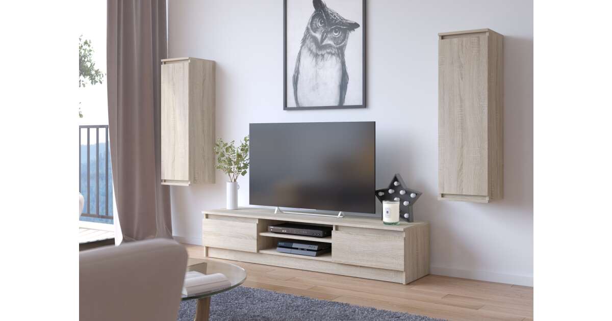 Nappali fal, TV szekrény + 2 db fali szekrény #sonoma | Pepita.hu