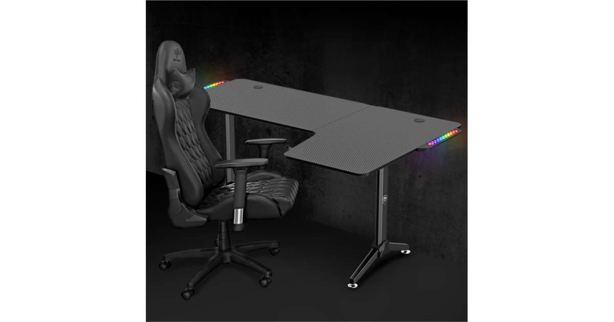 Spirit of Gamer Gamer Asztal - Headquarter 600 R (MDF lap, fém lábak ...