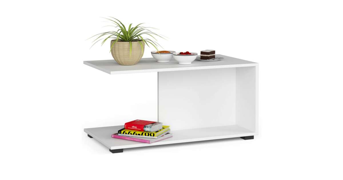 Akord - Margo Fehér Kávézóasztal, Modern Design, Laminált Fehér Matt ...