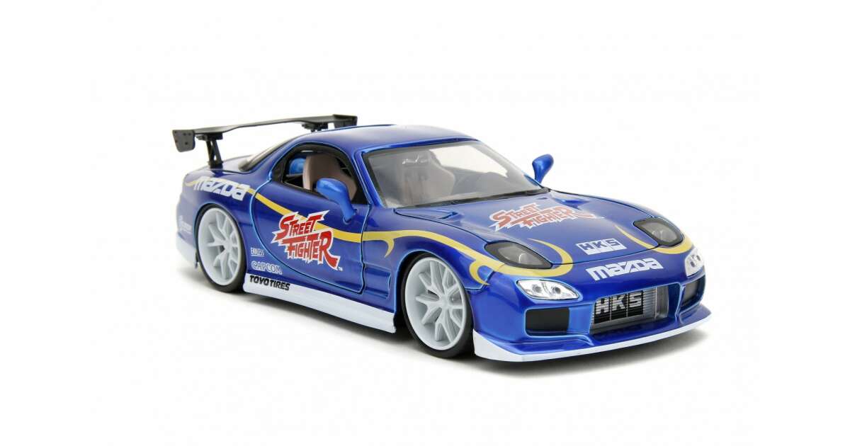 Jada Toys Street Fighter 1993 Mazda RX7 autó Chun-Li figurával - Kék ...