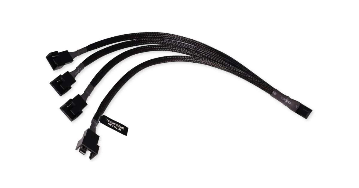 Alphacool 18683 4-Pin - 4x 4-Pin PWM Y-Splitter (Fekete) - 30cm | Pepita.hu