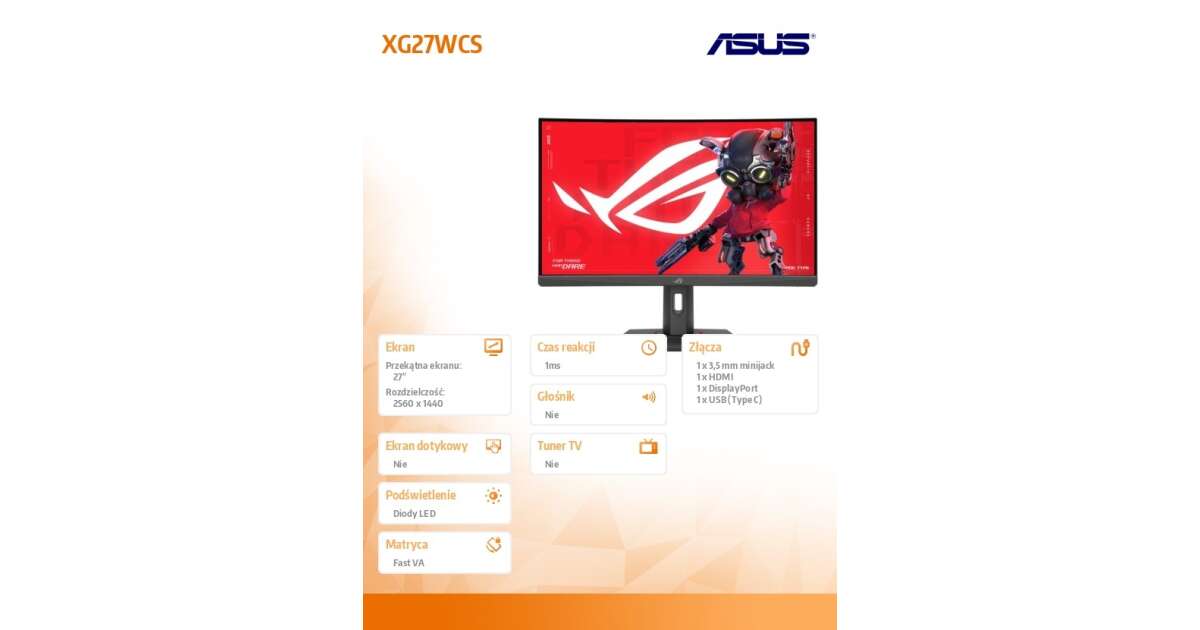 Asus 27 ROG Strix XG27WCS Ívelt Monitor | Pepita.hu