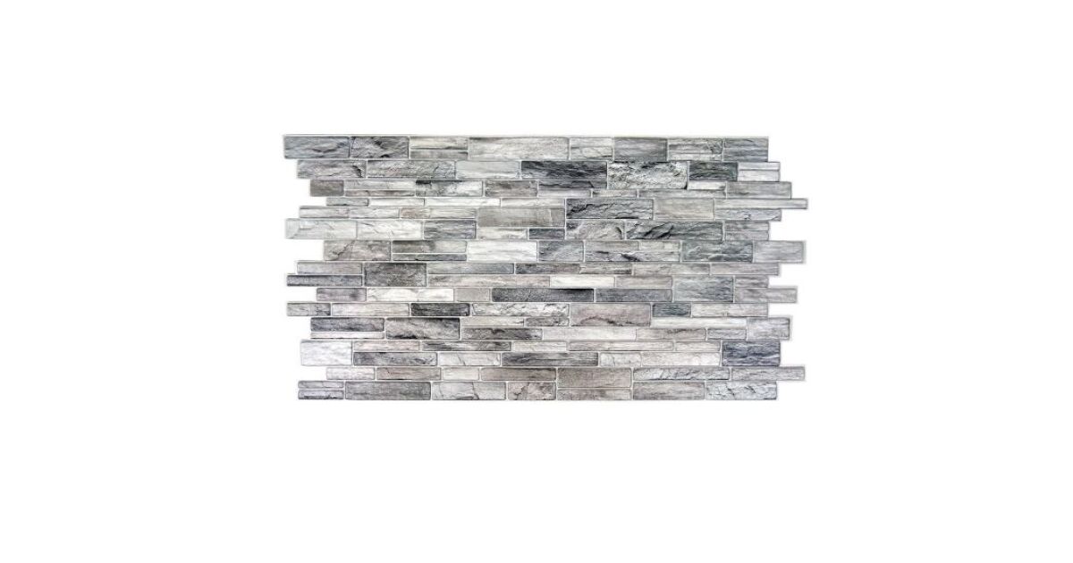 Panou Decorativ 3D Piatră - PVC Gri Închis - 96x48.5cm | Pepita.com