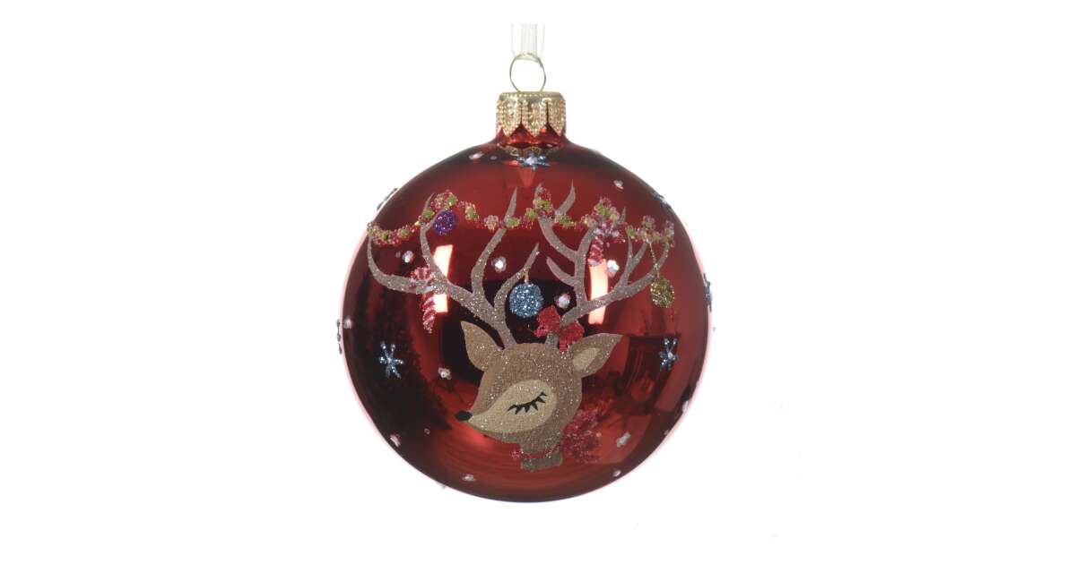 Рудолф Коледно дърво, 8 см, стъкло, червено | Pepita.com
