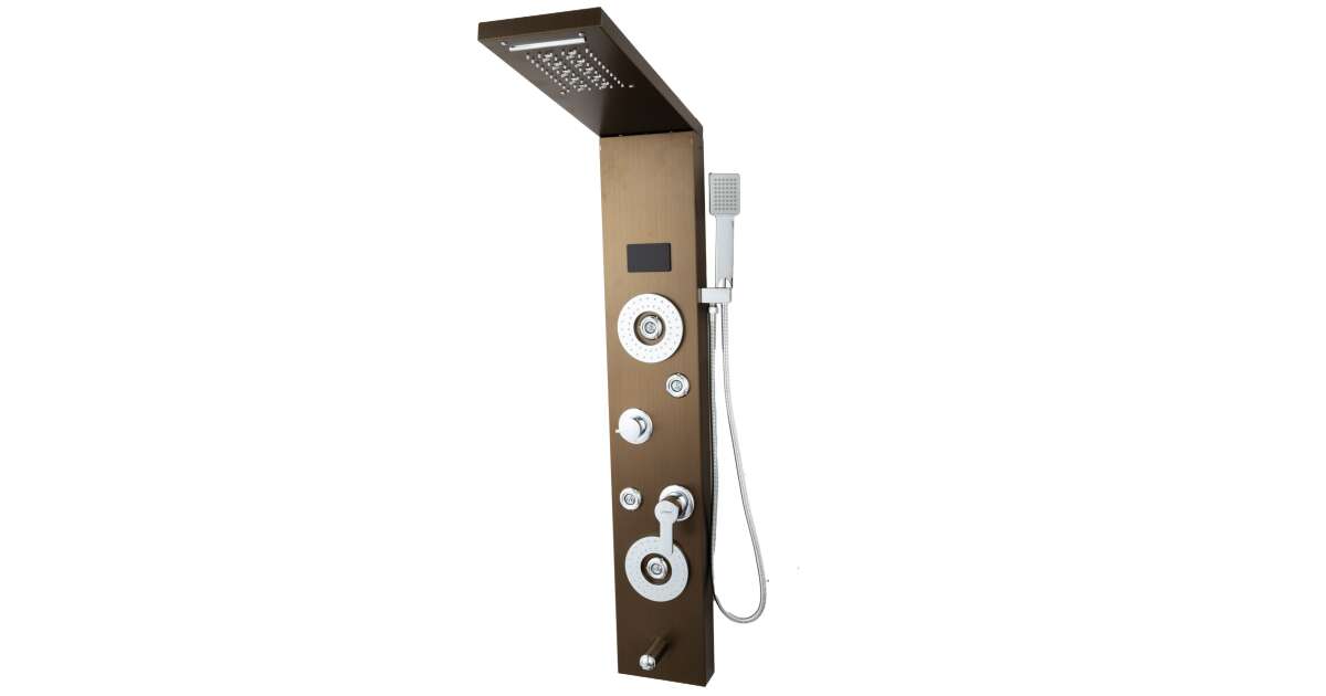 Panou de dus TRENDY’S cu hidromasaj , inox 5 functii digital cu led ...