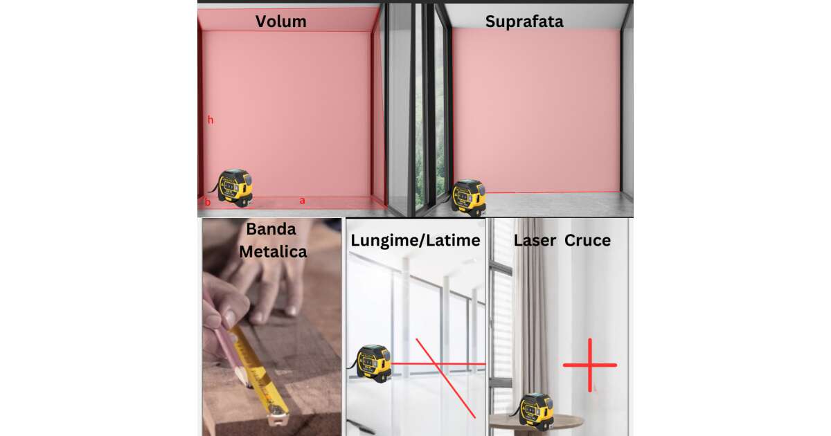 Ruleta digitala Equisst Smart 3 in 1 cu afisaj LCD, interior/exterior ...