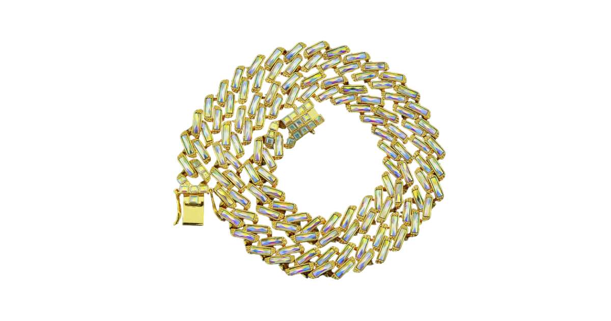 Colier Cuban Chain Rainbow, Iced out, insertii zirconiu, lungime 50 cm ...