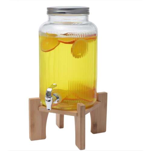 Sticlă de limonadă cu dozator de băuturi robinet suport din lemn suport ...