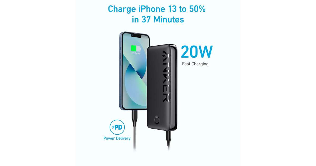 Acumulator Extern 2x USB, Type-C, 20000mAh, 22.5W - Anker PowerCore 335 ...