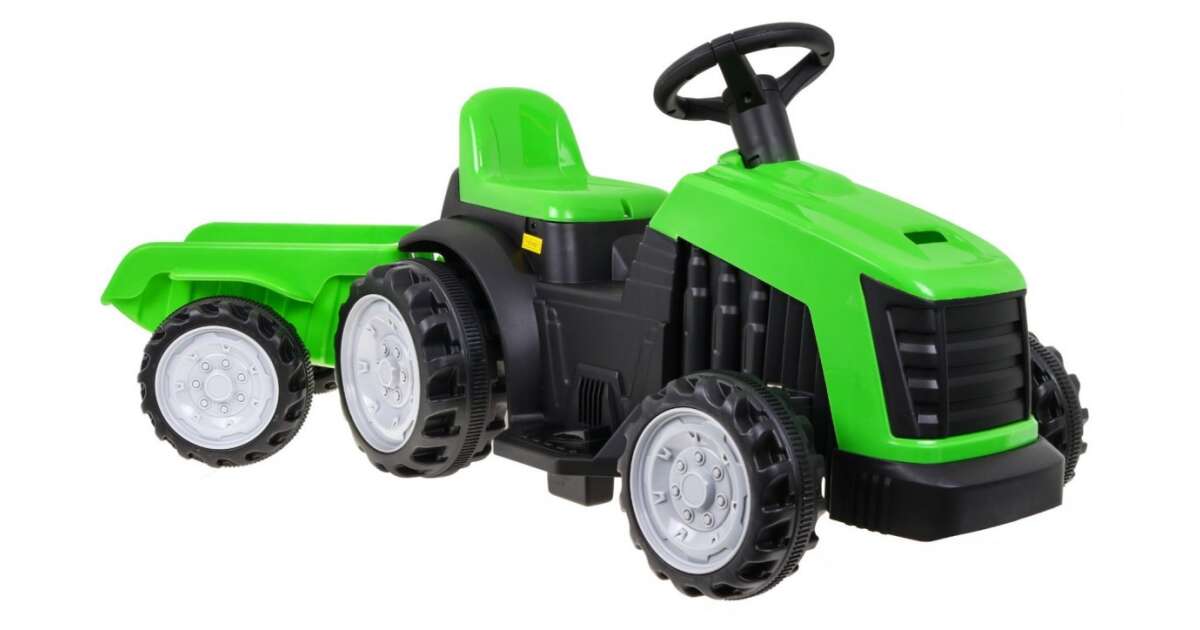 Gyermek traktor pótkocsival (6V / 4,5Ah) zöld színben | Pepita.hu