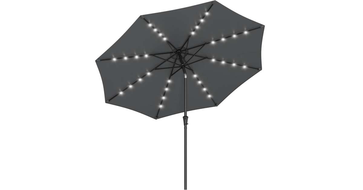 SONGMICS Umbrela de gradina, iluminare LED solara, cu manivela pentru ...