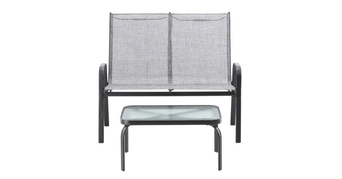 Set mobilier gradina textilene, 2 scaune, 1 canapea si 1 masa, gri ...