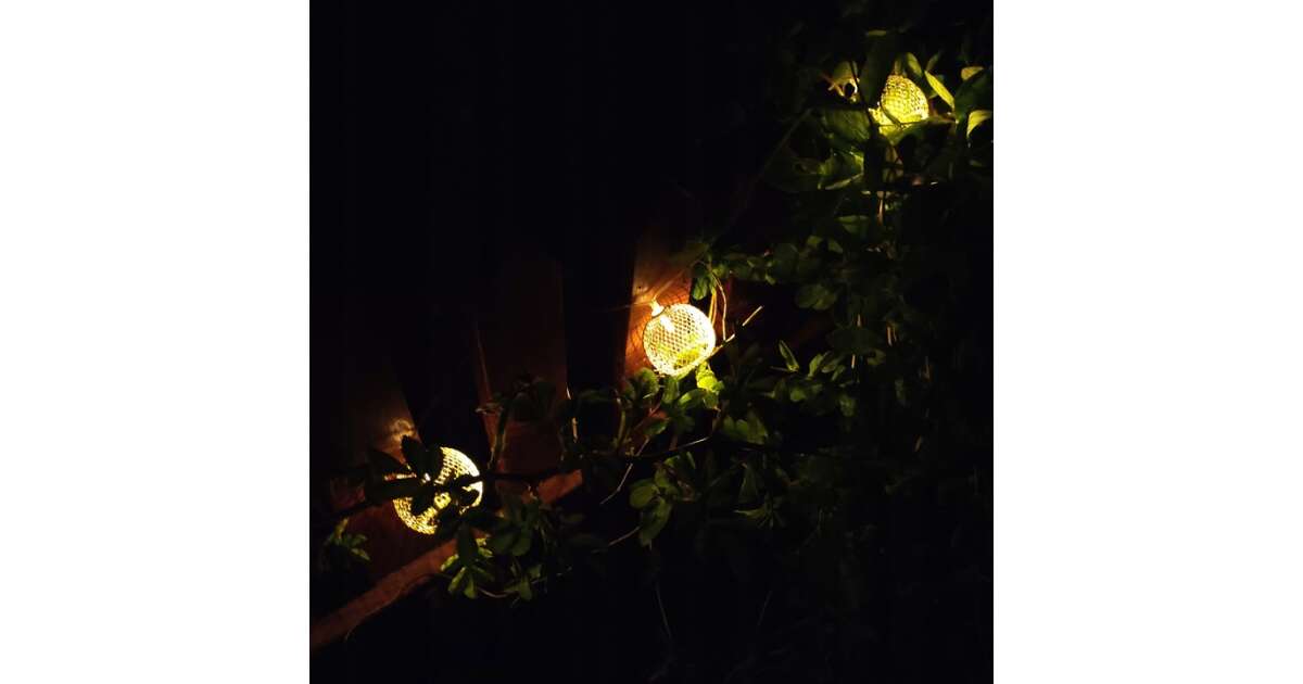 Fényfüzér, LED, Altros modell, 10 izzó, 380 cm, napelemes töltés, meleg ...