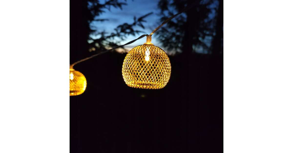 Fényfüzér, LED, Altros modell, 10 izzó, 380 cm, napelemes töltés, meleg ...