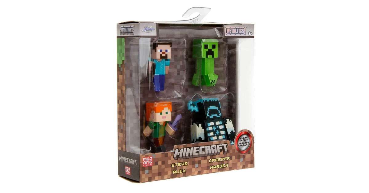 Minecraft Steve & Alex & Creeper & Warden 6,3 cm fém figura szett ...