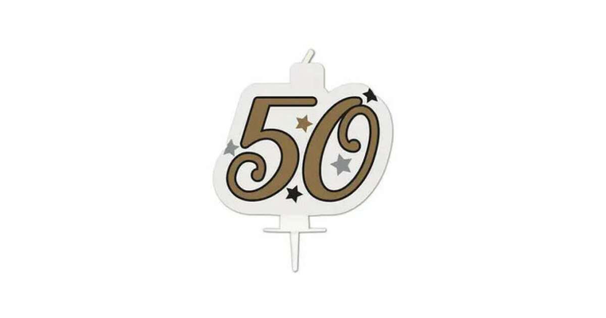 Sviečka na tortu Happy Birthday Gold Milestone, číslo 50 | Pepita.com