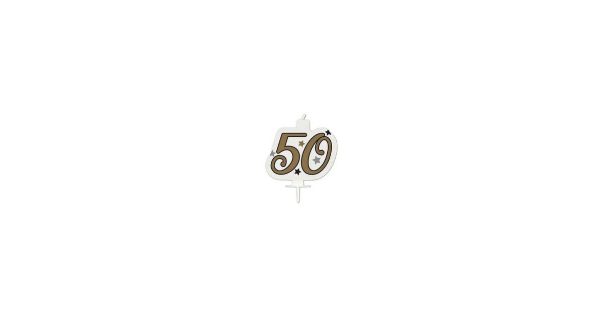Sviečka na tortu Happy Birthday Gold Milestone, číslo 50 | Pepita.com
