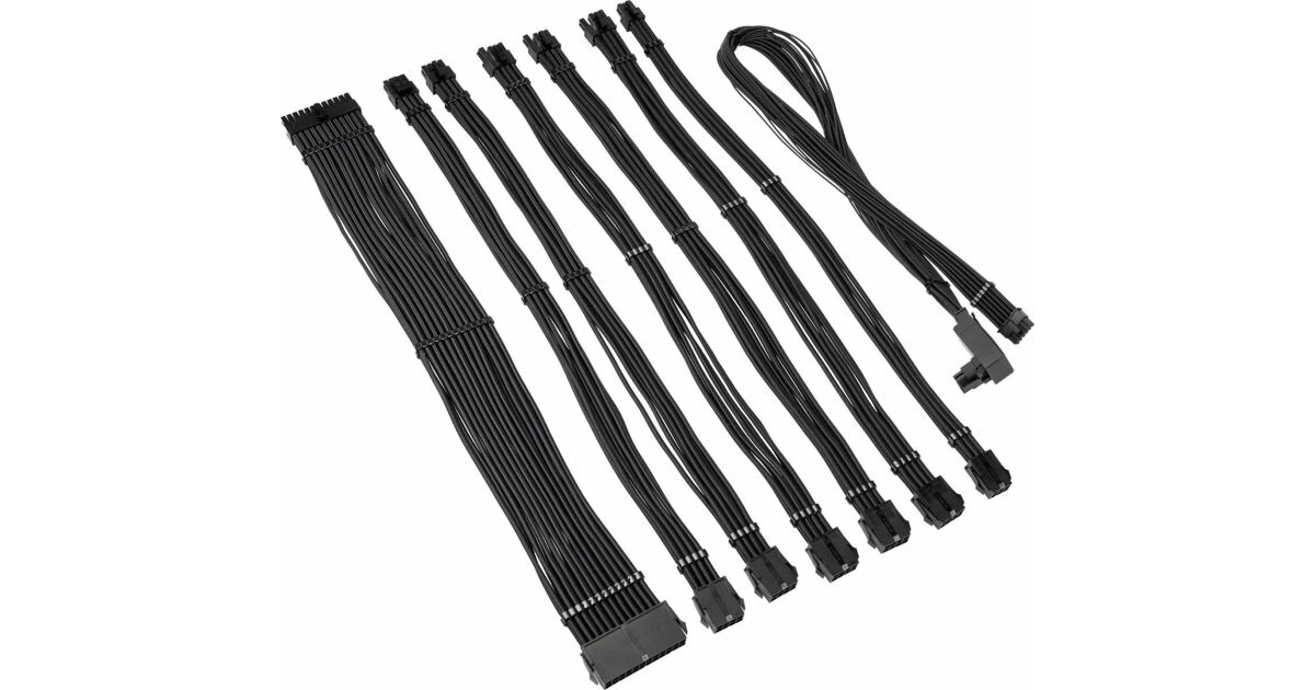 Kolink Core Pro Braided Cable Extension Kit 12V-2x6 Type 2 - Jet Black ...