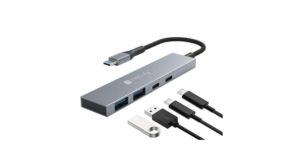 Techly USB-C 4 Port Hub - 5Gbps | Pepita.hu