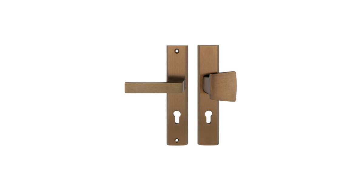 TOTAL bejárati ajtó gomb/kilincs bronz balos, 72mm Cilinderbetét Fix ...
