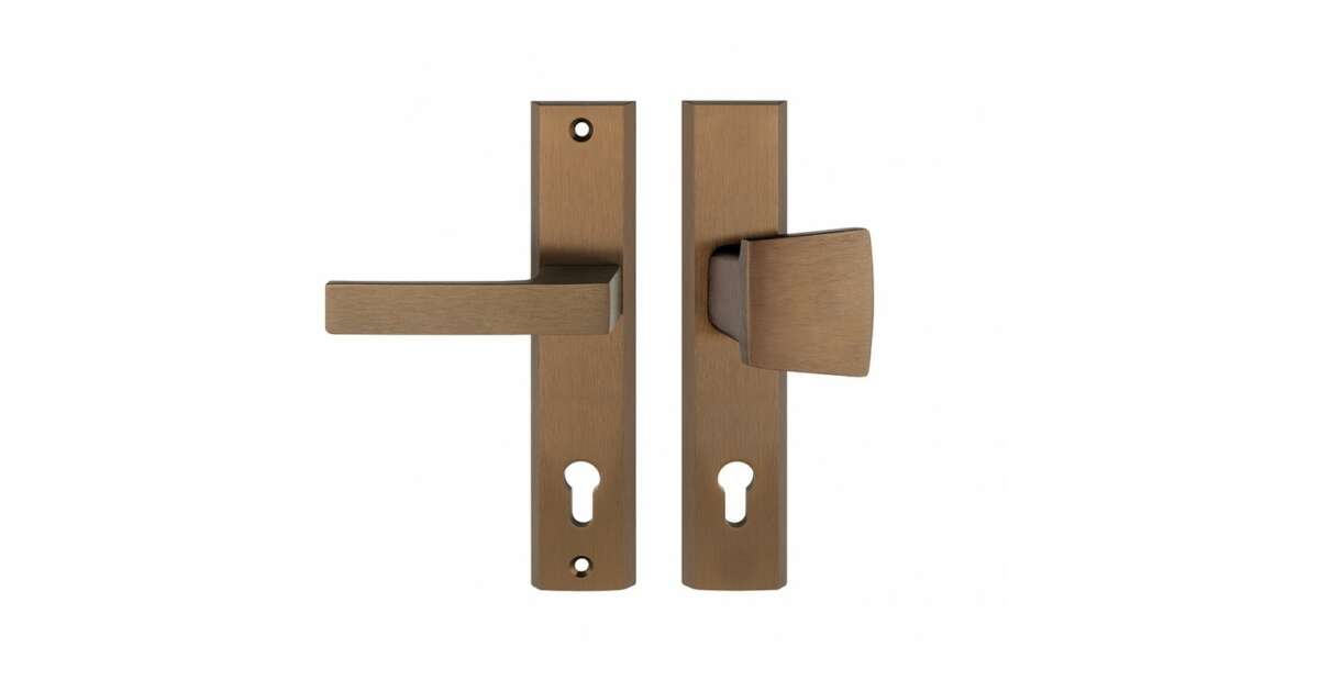 TOTAL bejárati ajtó gomb/kilincs bronz jobbos, 72mm Cilinderbetét Fix ...