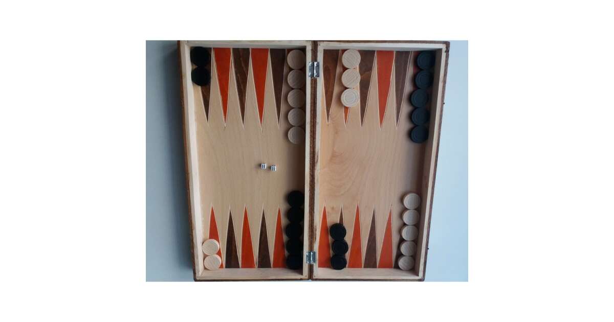 Ručne vyrobená drevená sada šach, dáma, backgammon s číslovanými ...