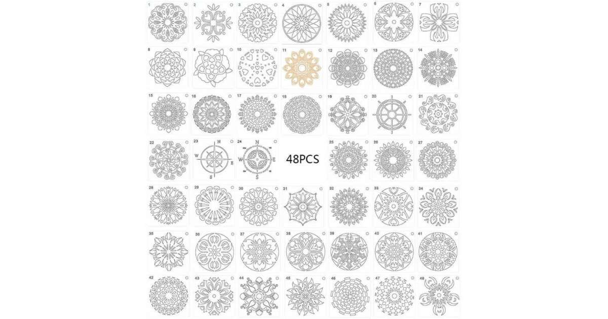 Mandala Sablon Készlet - 48 db - 10x10 cm | Pepita.hu