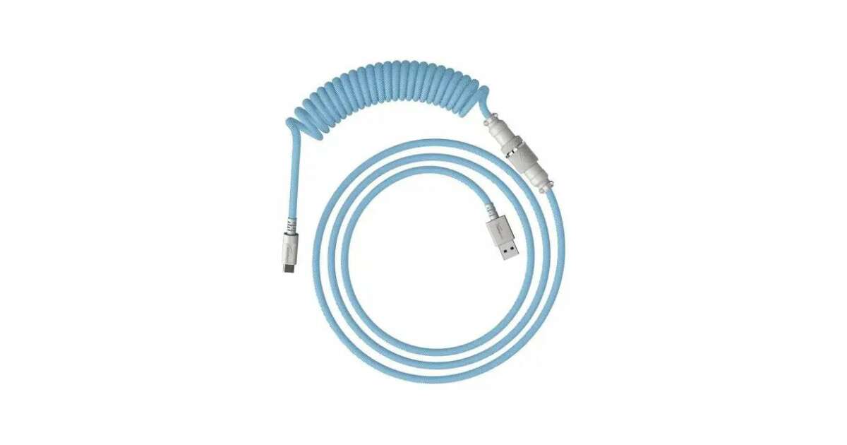 Billentyűzet kábel HyperX tekercses USB-C kábel Világos kék-fehér ...