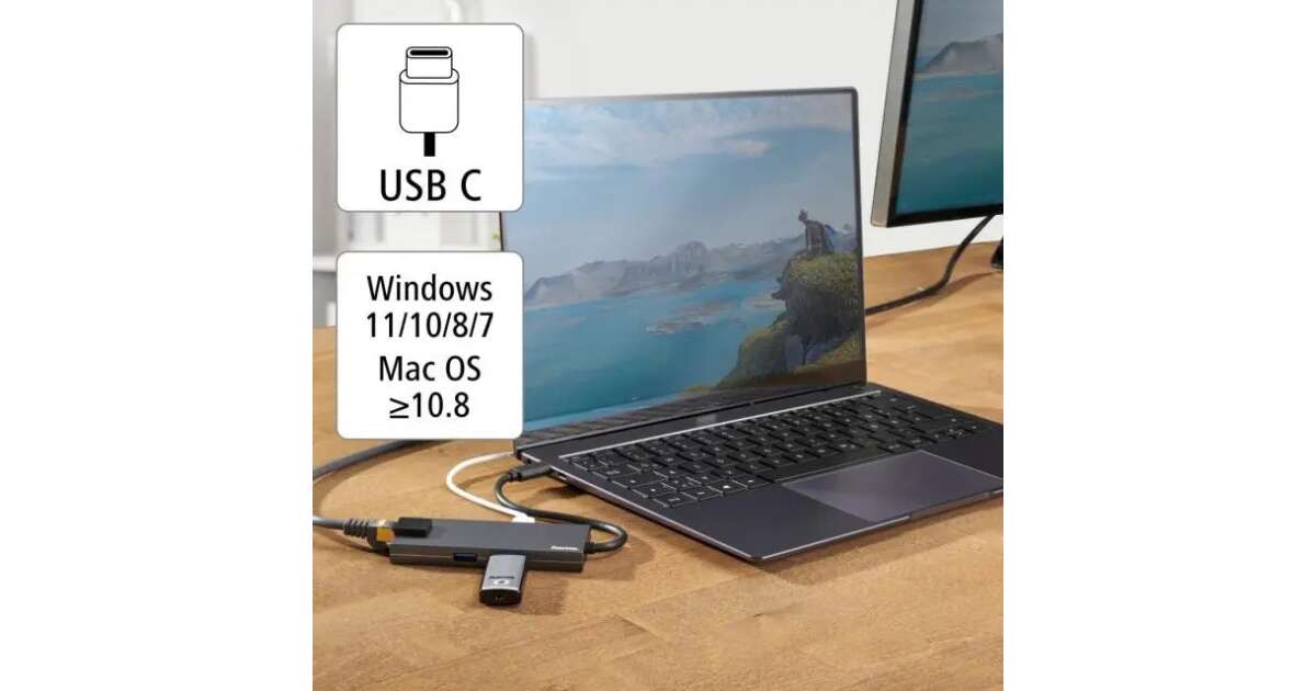 Hama Multiport Dokkolóállomás, 5 port, HDMI, LAN, USB Type-C | Pepita.hu
