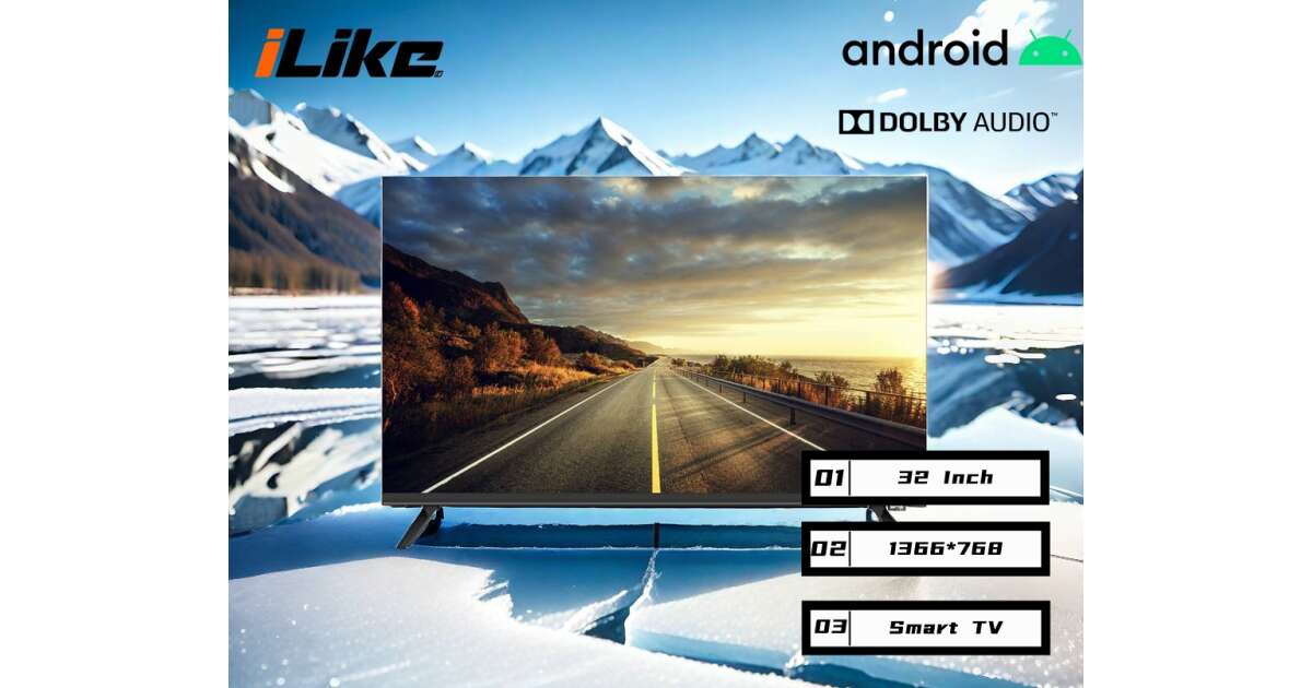ILIKE 32 inch HD Smart LED Android Televízió, 80 cm HD Okos TV, 1366*768 DLED kijelző, Android ...