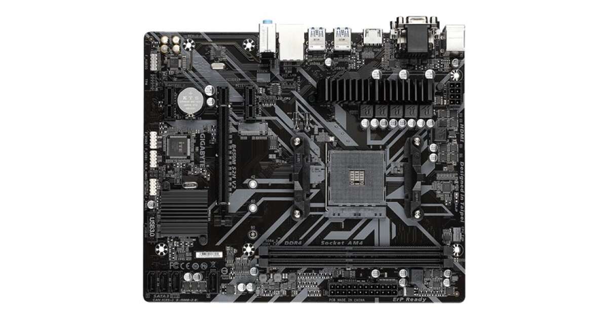 GIGABYTE B450M S2H V2 AM4 DDR4 1xM.2 4x SATA 6Gb/s 1x HDMI ATX MB ...