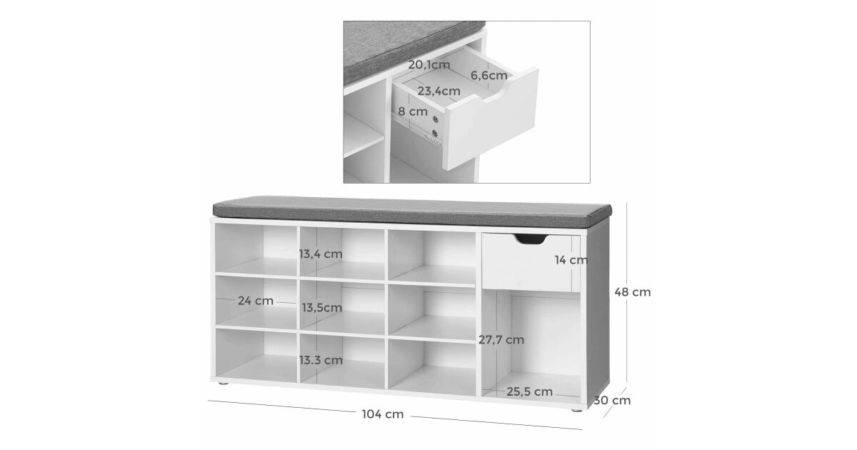 Lavica na topánky, botník do predsiene, Vasagle, drevotrieska, 10 políc ...