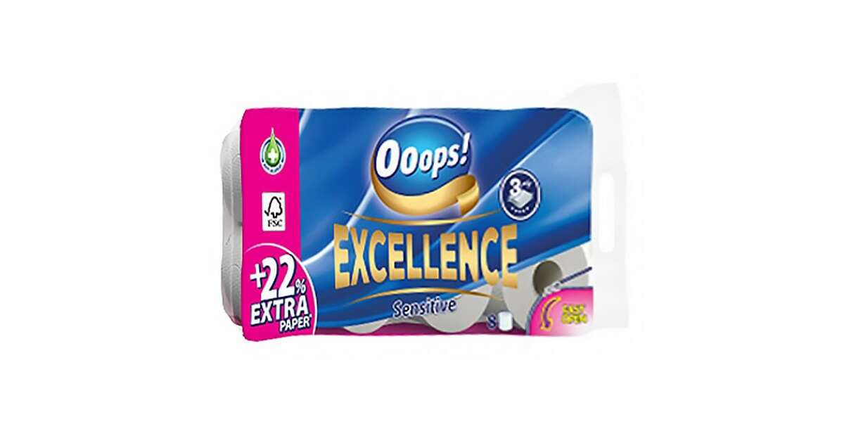 Toalettpapír OOOPS! Excellence 3 rétegű 8 tekercs | Pepita.hu
