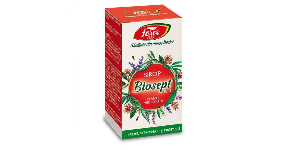 Biosept sirop miere si propolis, A13, 100 ml, Fares | Pepita.com