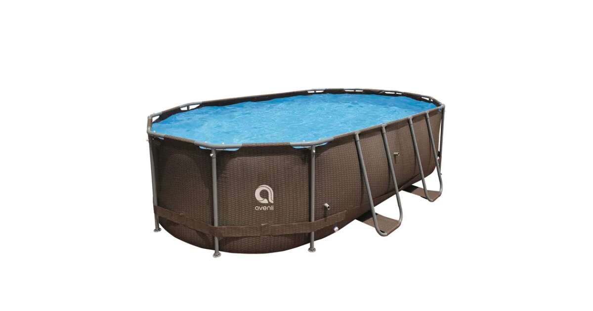 AVENLI Ovális Úszómedence - Steel Super Rattan - 427x275x100 cm | Pepita.hu
