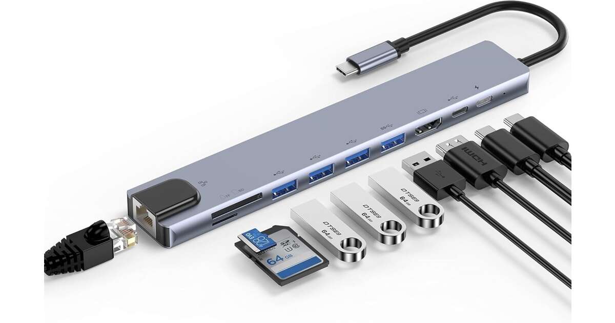 Hub Adaptor Multiport 10 in 1 USB-C Axeloni ® la HDMI 4K / port de ...