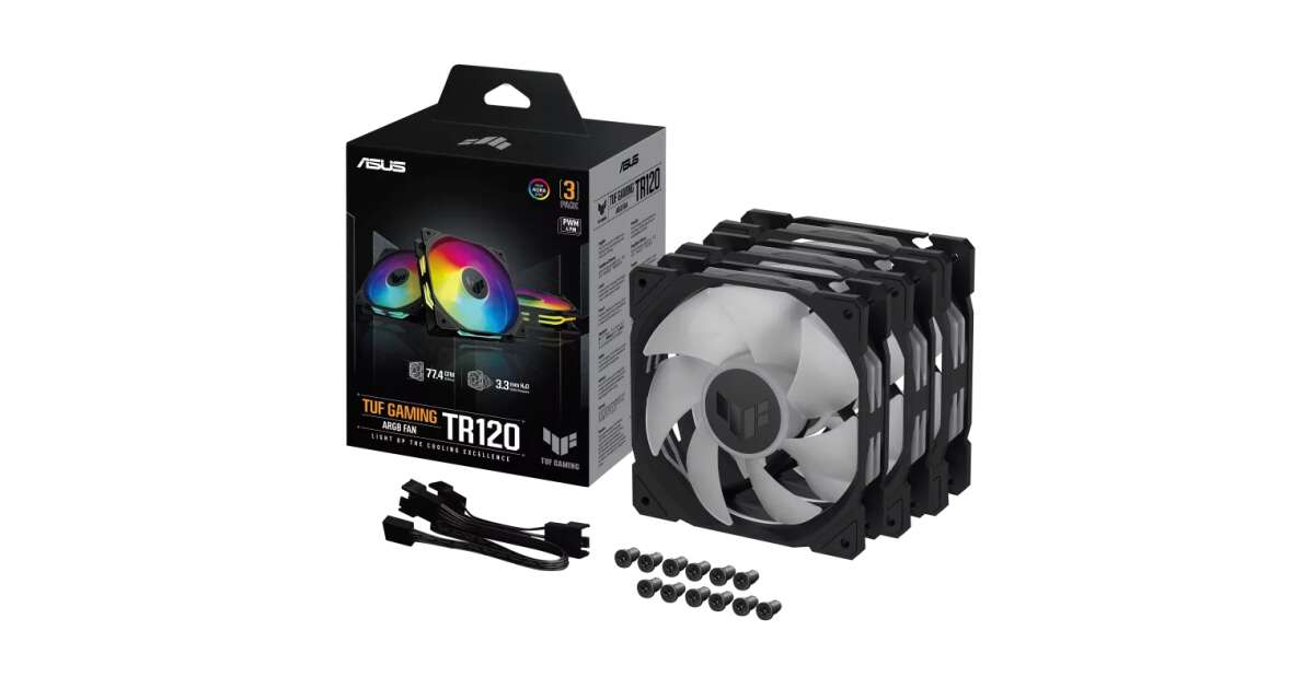 Asus TUF Gaming TR120 120mm PWM ARGB Ventilátor - Fekete (3db/csomag ...