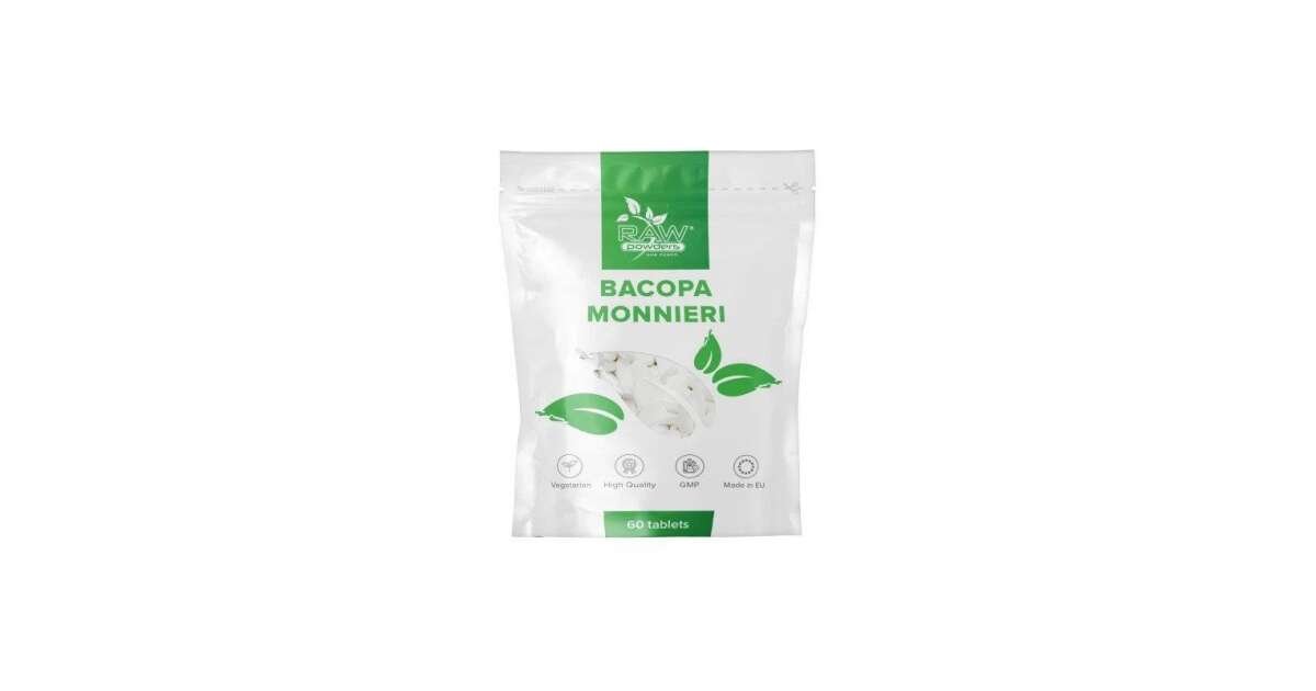 Raw Powders Bacopa Monnieri Tabletta - 60 db, 500 mg | Pepita.hu