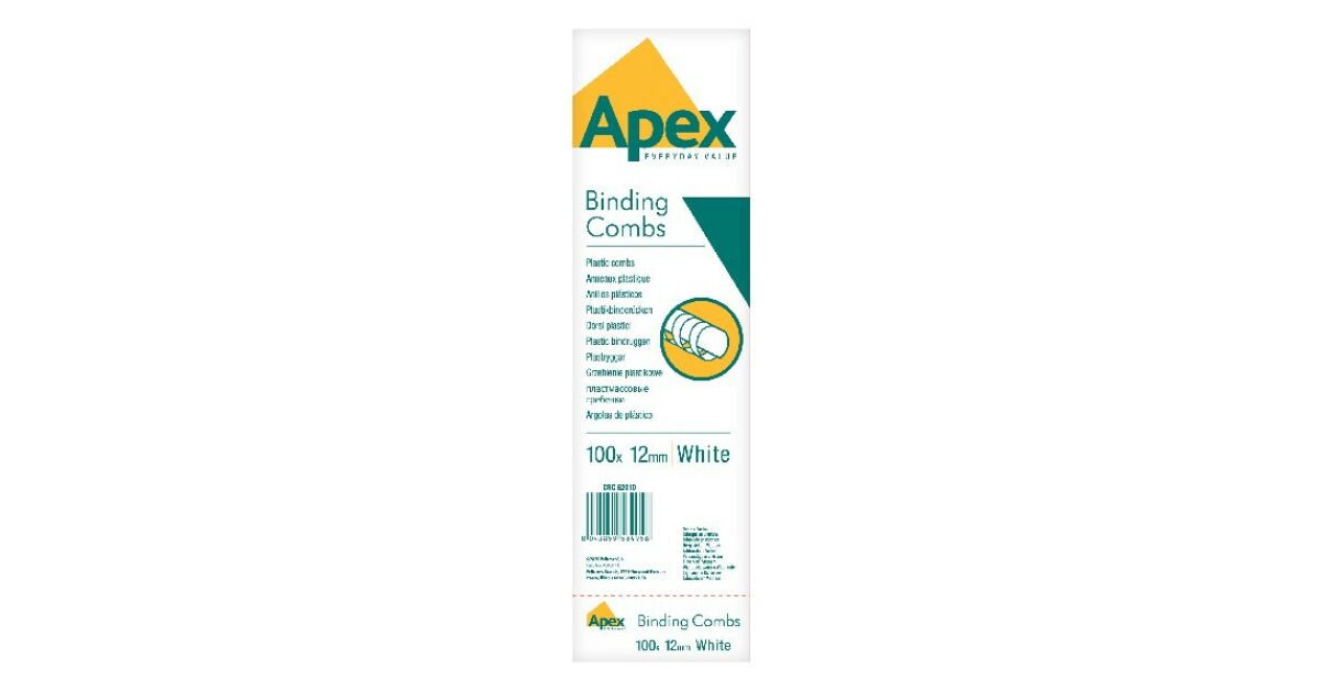 Apex 12 mm 100 Stück 56–80 Blatt weiße Kunststoffspirale | Pepita.com