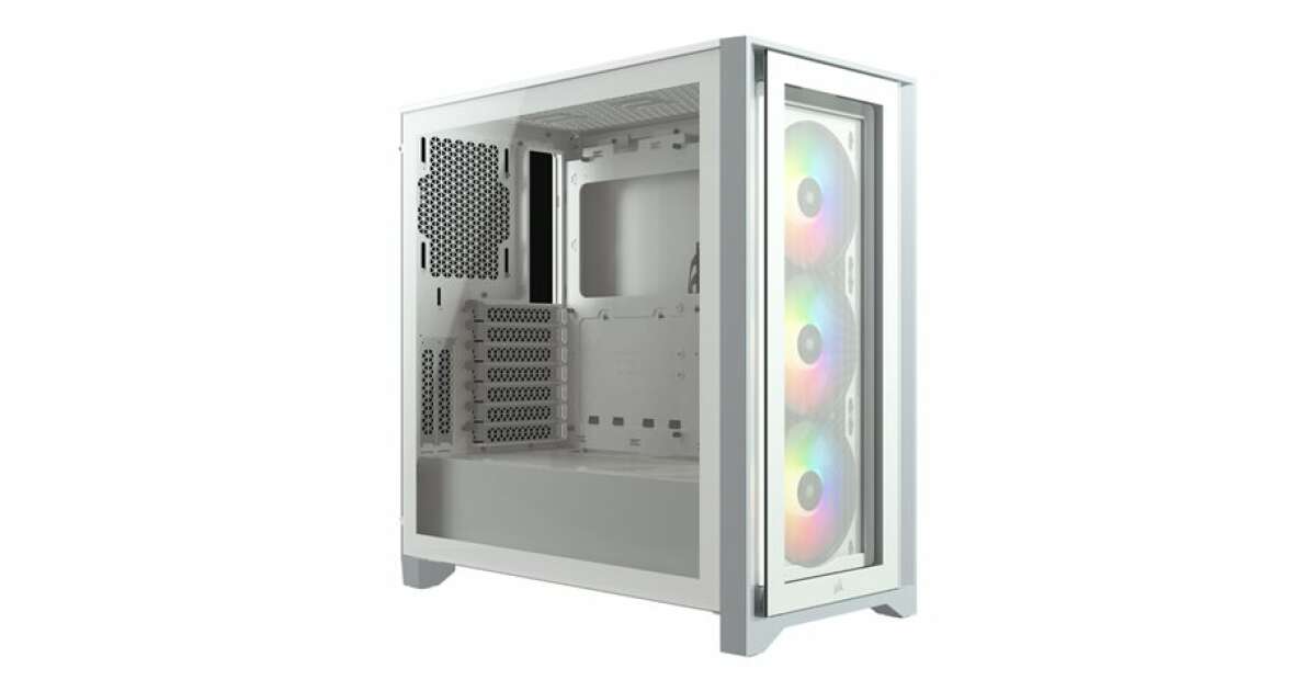 CORSAIR iCUE 4000X RGB Tempered Glass Mid-Tower White case | Pepita.hu