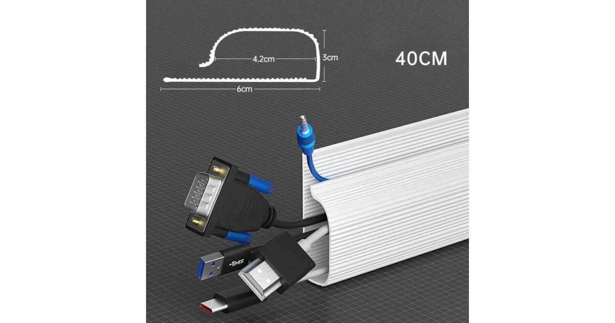 Organizator cabluri cu prindere sub blat birou , Alb 4.2 CM x 3CM X 40 ...