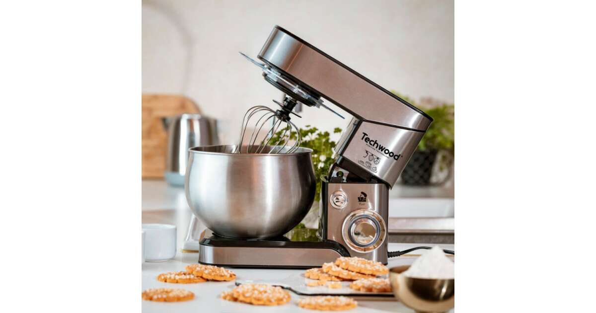 Techwood TRO-1050 Planetary Mixer, 1000W, 5 liters, 6 speeds, Pulse, 3 ...