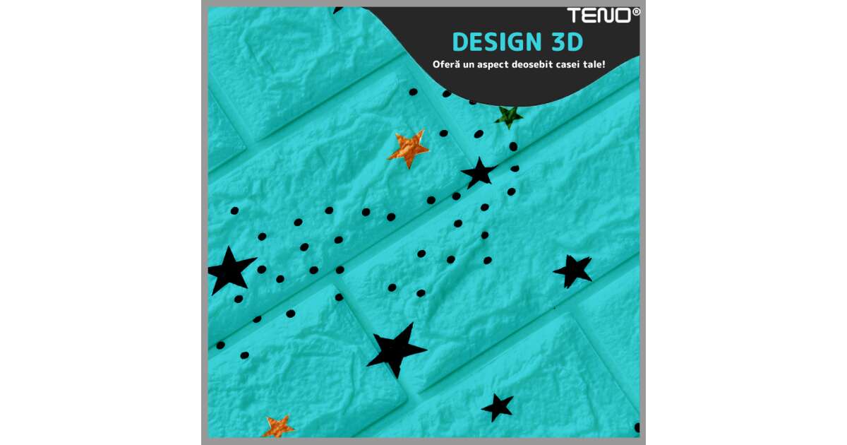 TENO® 3D Tégla Tapéta - Kék Csillagos - 37,1 nm | Pepita.hu