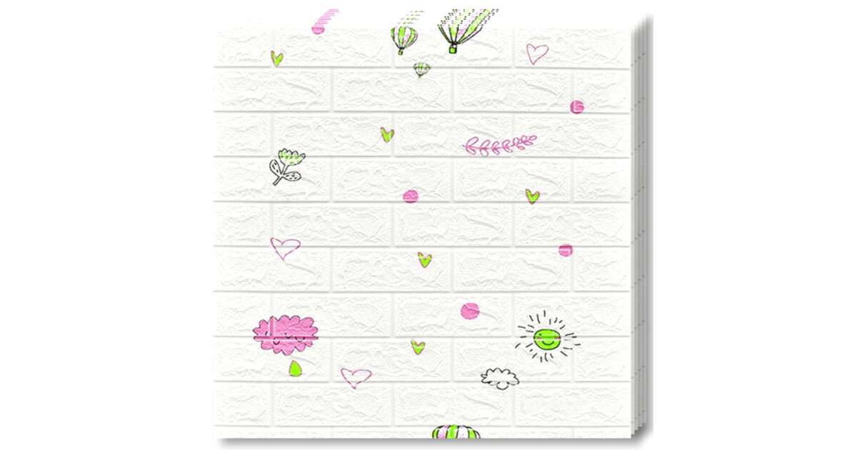 80x Teno® 3D Brick Wallpaper készlet, Felhok és léggömbök modell ...