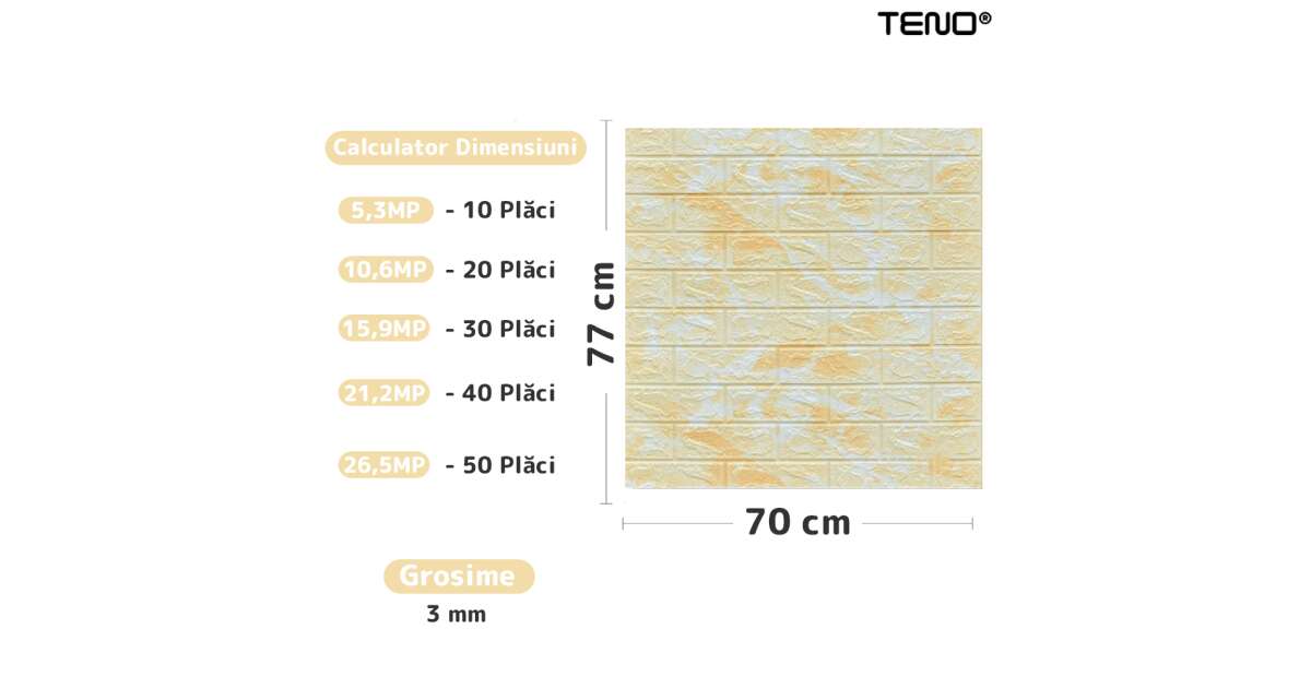 Teno® 3D Öntapadós Tégla Tapéta - 50 db, 26,5 nm | Pepita.hu
