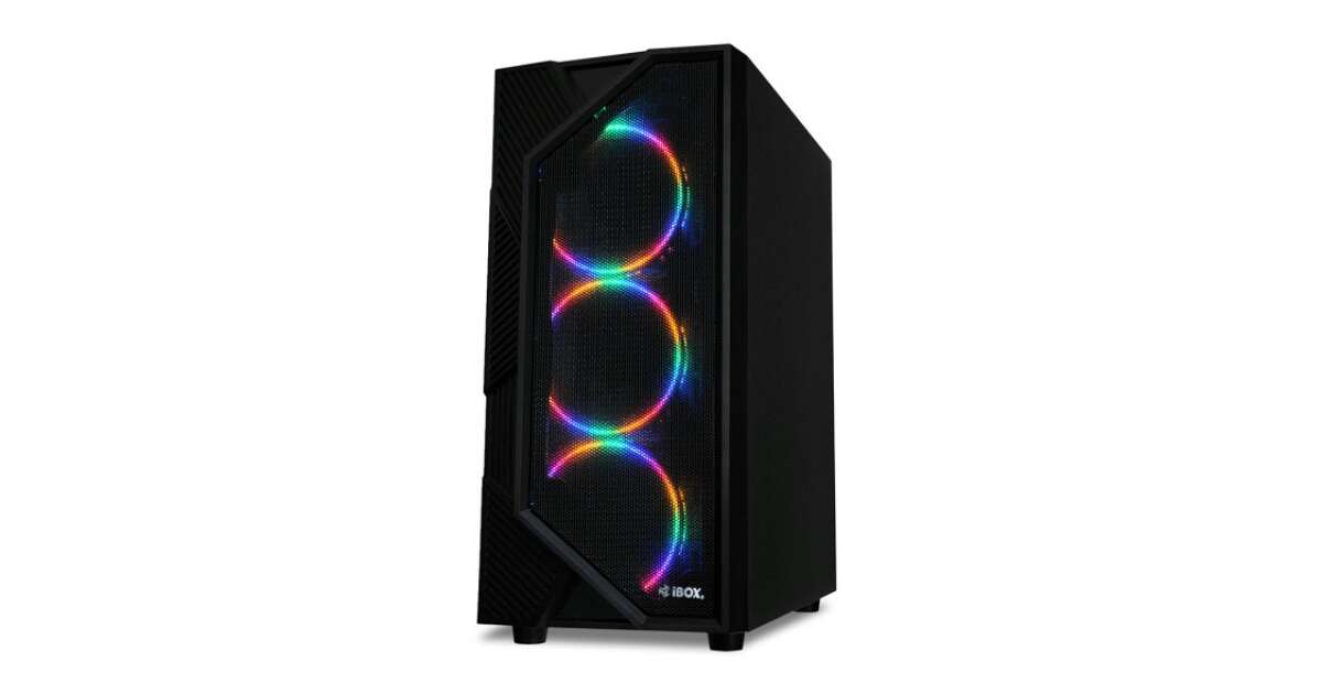 iBOX Wizard 5 ATX Midi Tower fekete edzett üveg gamer számítógép ház ...