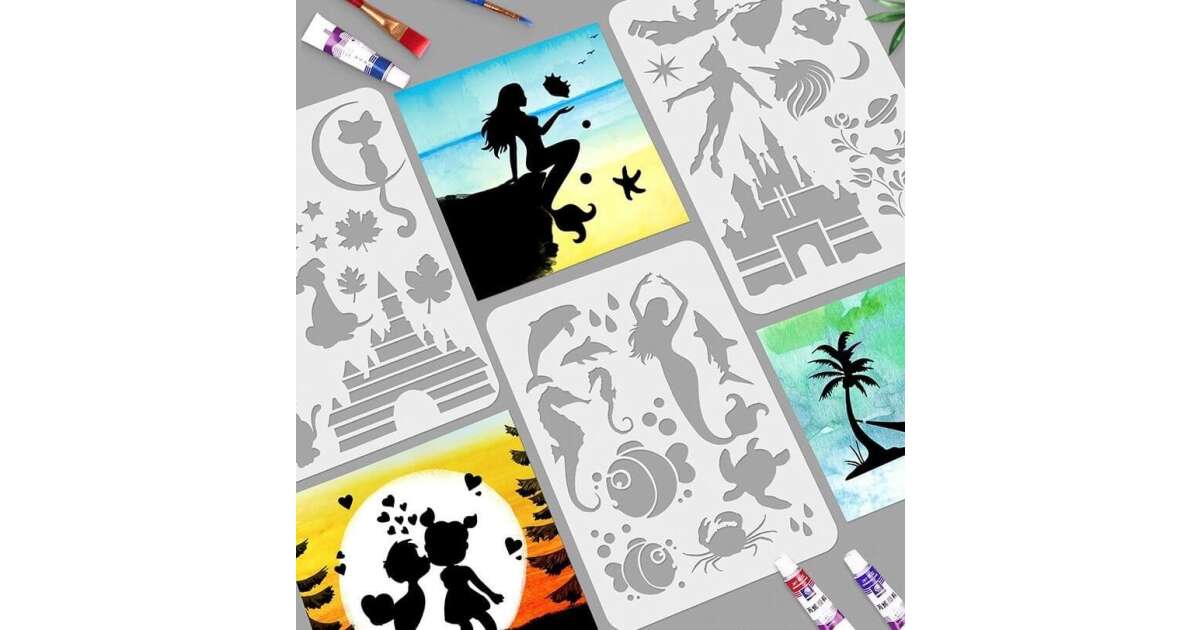 Sziluett festősablon, stencil (16 db) | Pepita.hu
