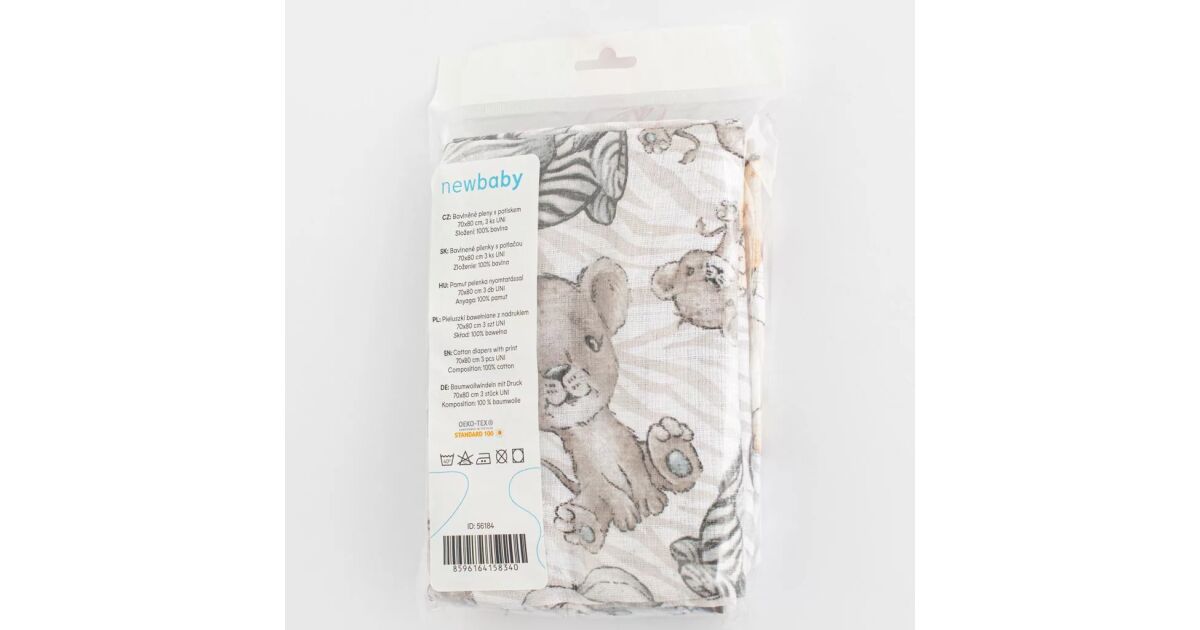 Scutece din bumbac cu imprimeu New Baby 70x80 cm 3 buc UNI | Pepita.com