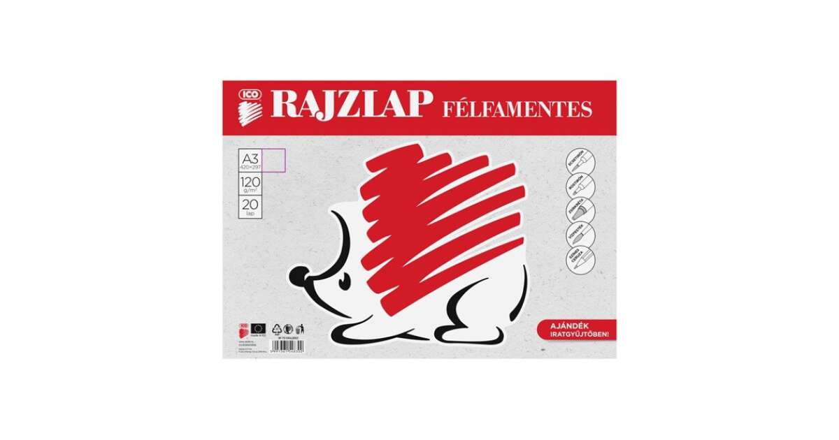ICO Süni A3 120 g/m2 félfamentes rajzlap | Pepita.hu